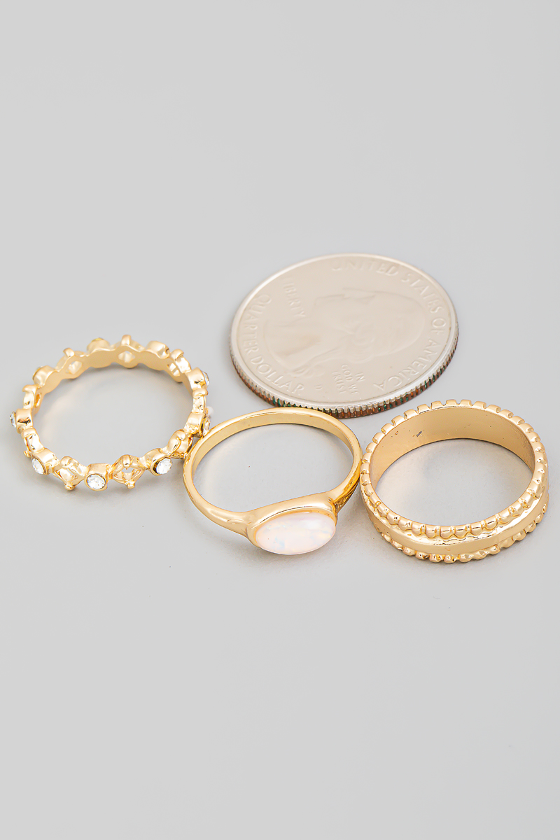 Seven Piece Assorted Fashion Ring Set - Rings