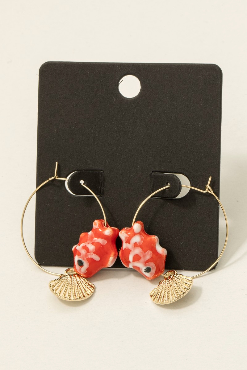 Seashell Fish Hoop Earrings - PRE-ORDERS