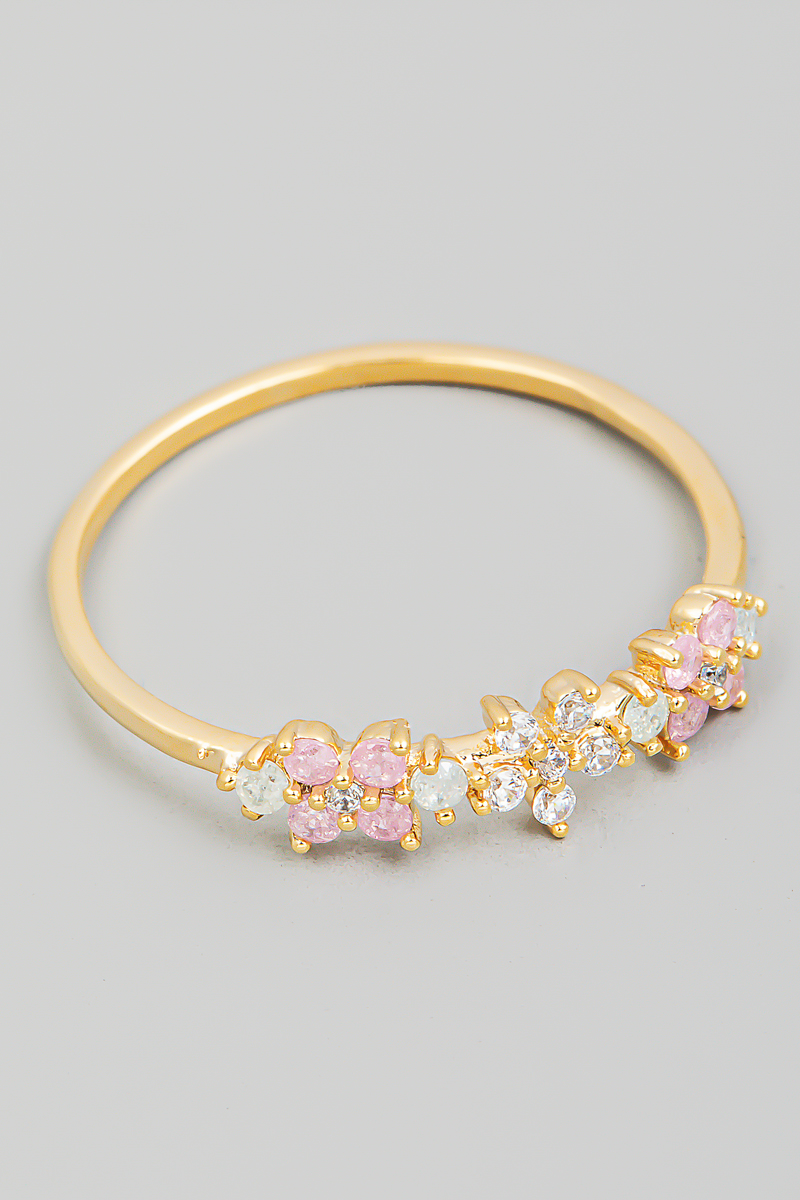 Delicate Crystal Flower Fashion Ring - Made in Korea