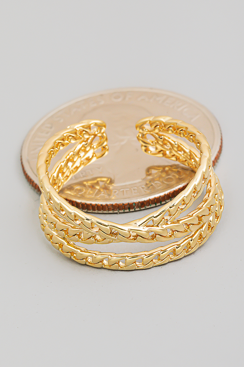Triple Metallic Chain Design Ring - Stretch Rings