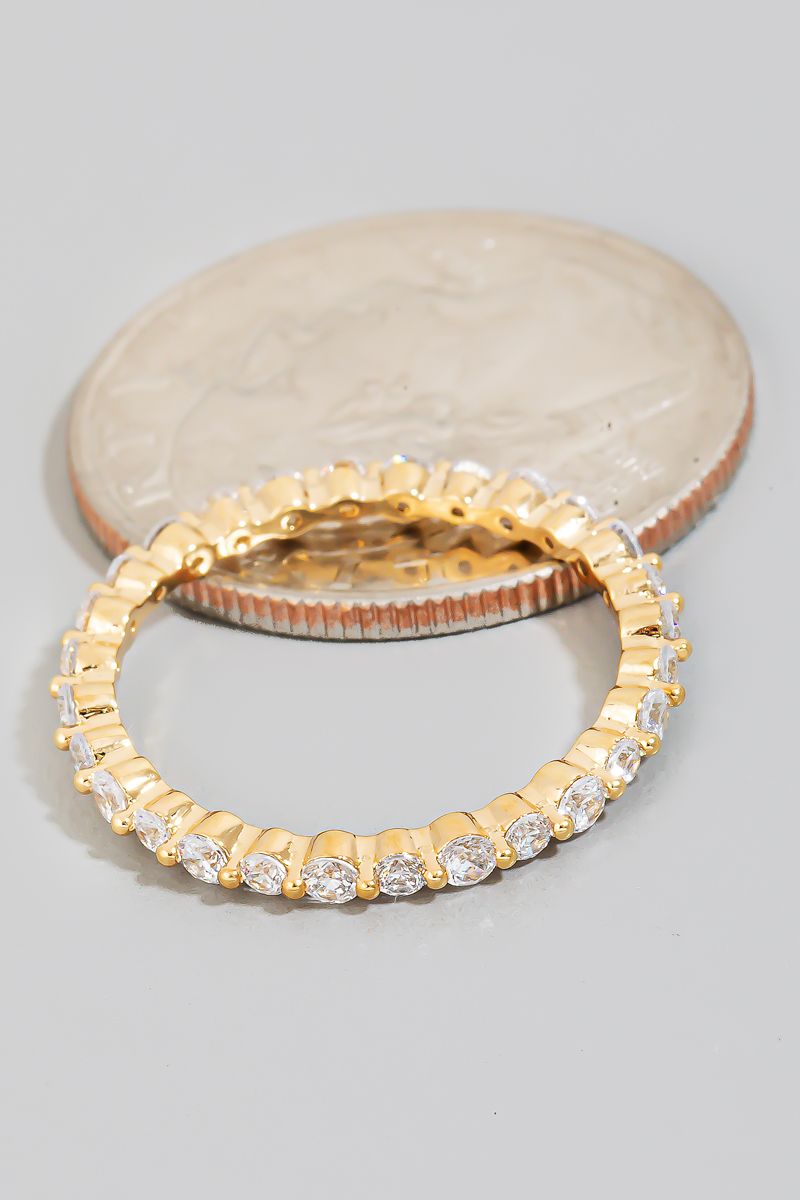Round Studded Metallic Band Ring - Rings