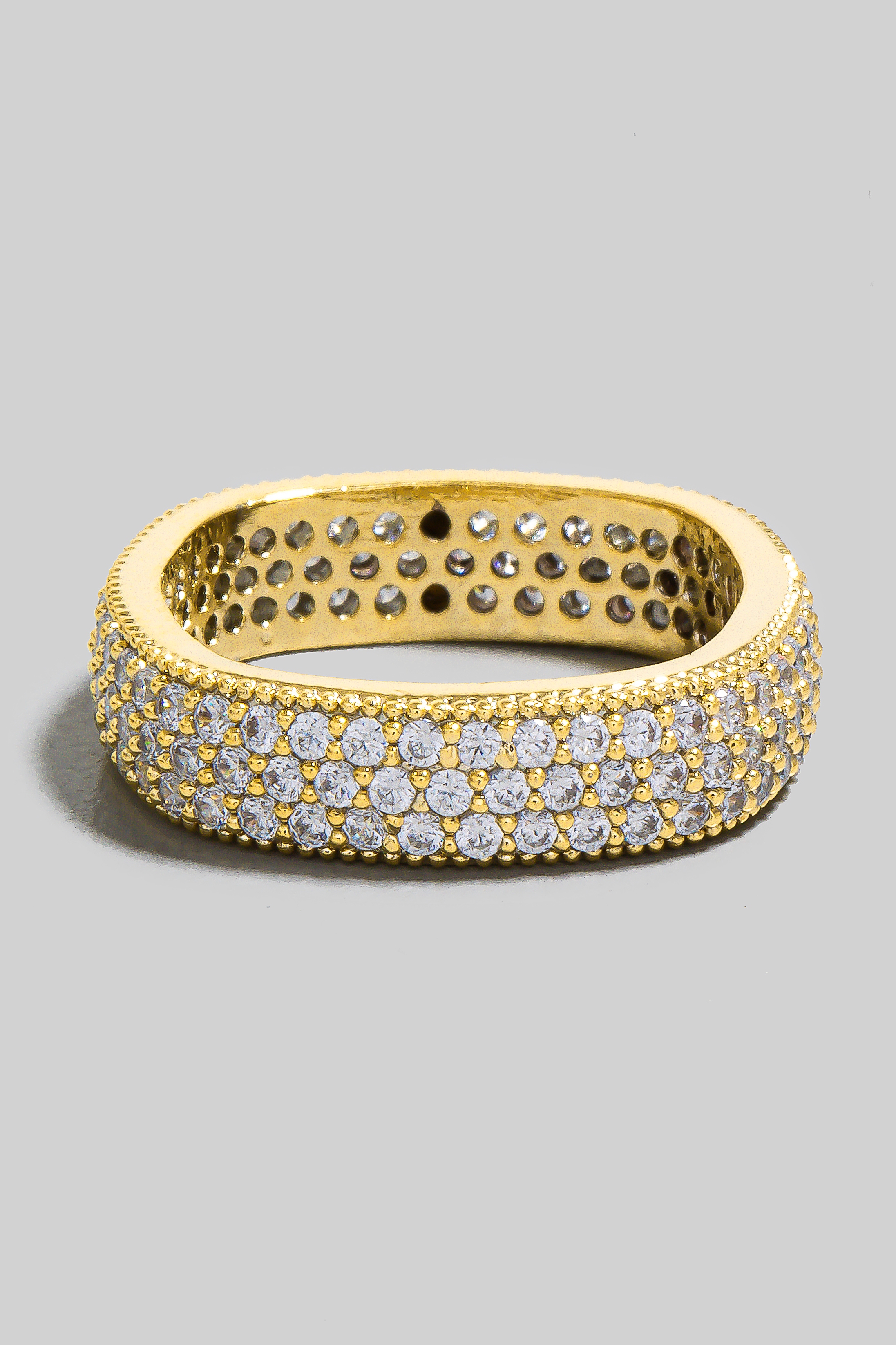 Gold Dipped Cz Pave Square Band Ring - Gold Dipped Collection