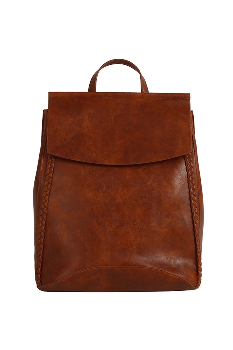 Braided Whipstitch Convertible Satchel Backpack - Bags