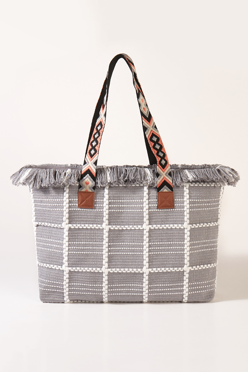 Checkered Patch Design Tote Bag - Bags and Clutches