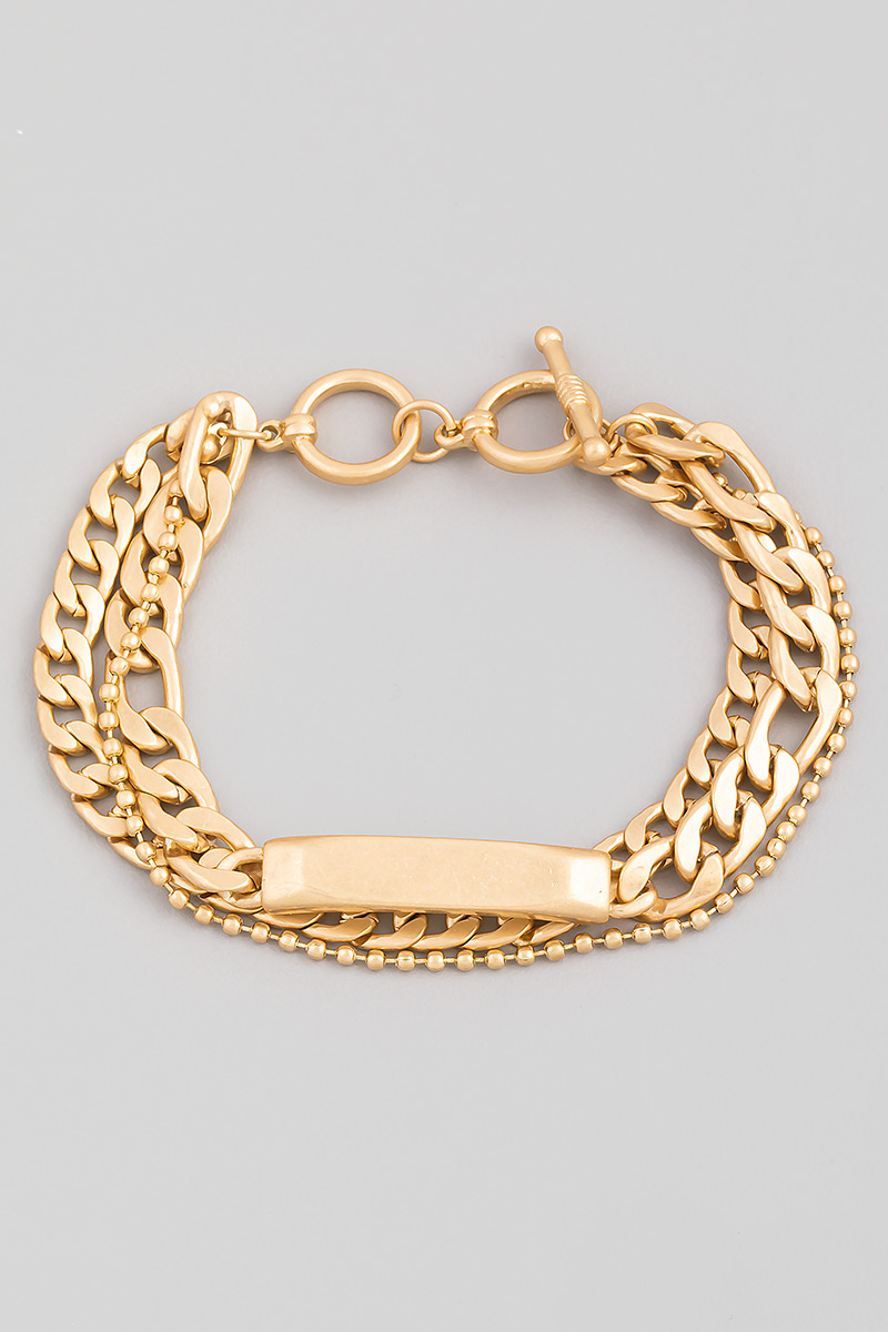 Layered Bar Toggle Chain Bracelet - Fame Accessories