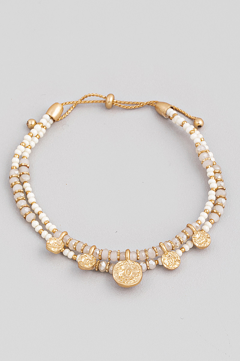 IVORY Double Strand Adjustable Bead Bracelet - Bracelets