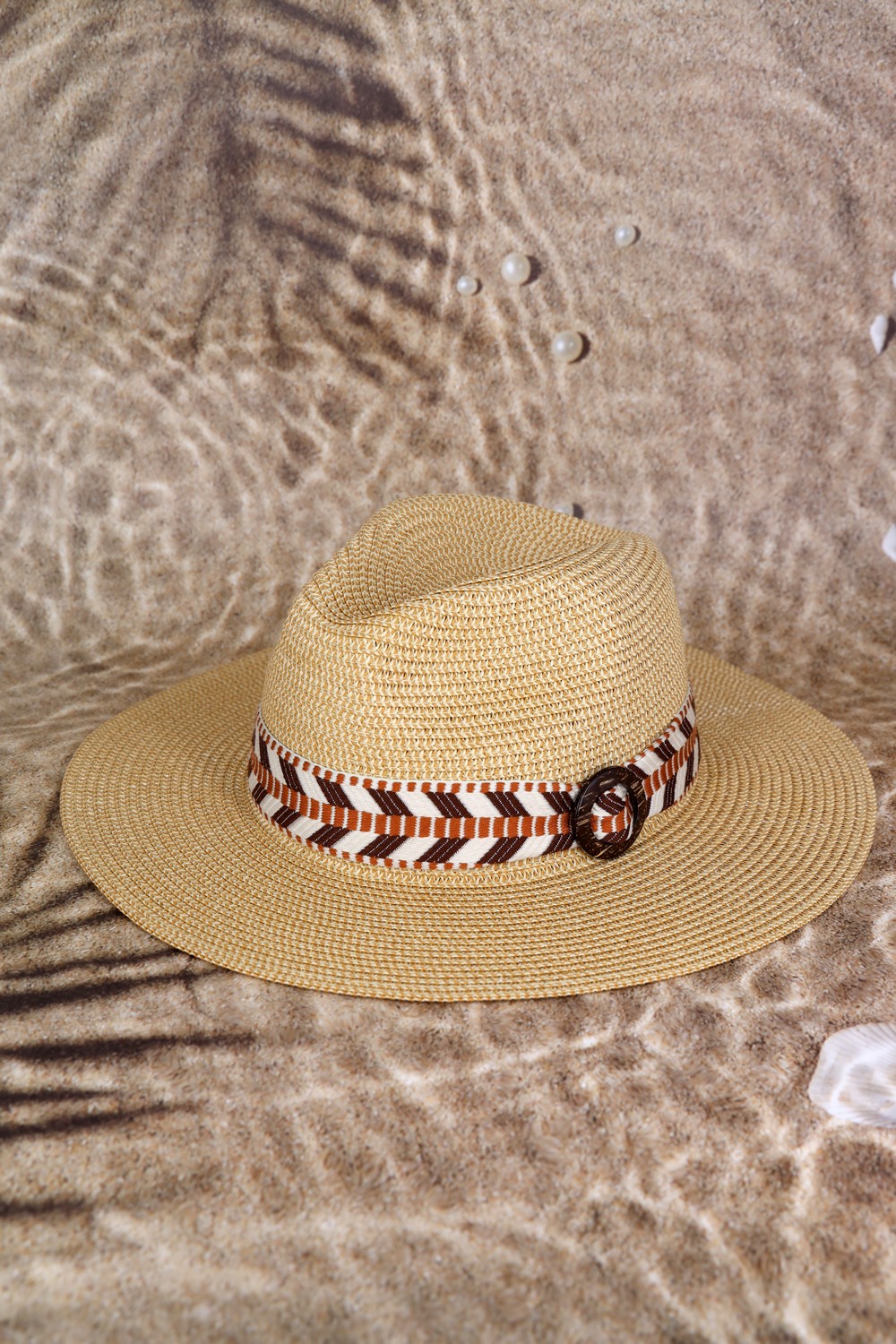 Aztec Pattern Band Straw Hat - Straw Hats