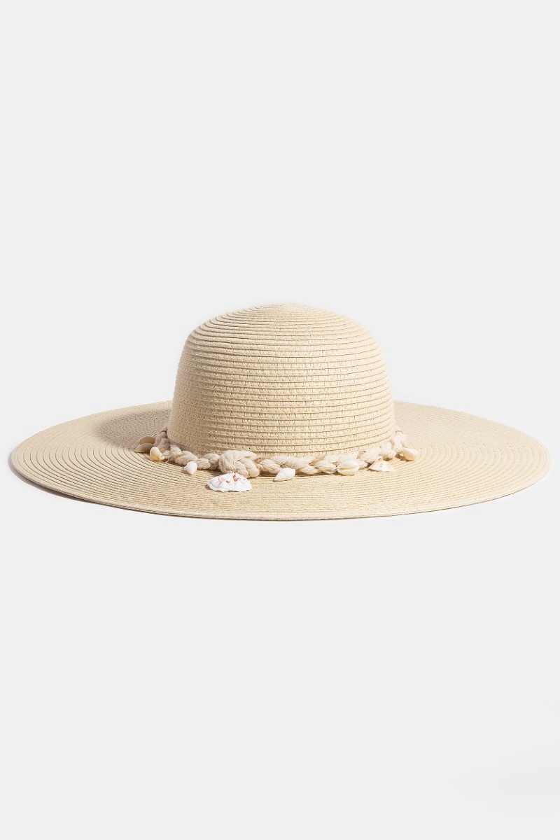Mixed Seashell Charms Rope Sun Hat - Hats