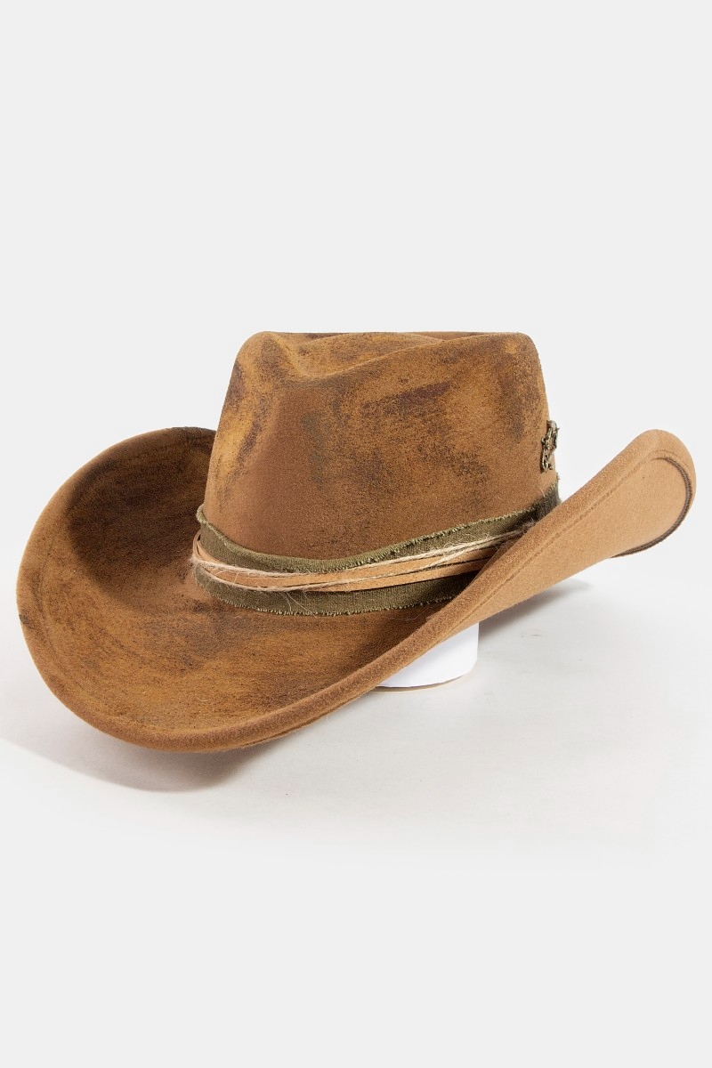Rustic Safety Pin And Strap Western Cowboy Hat - Hats