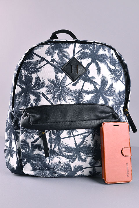Palm Tree Print Backpack. - Backpacks