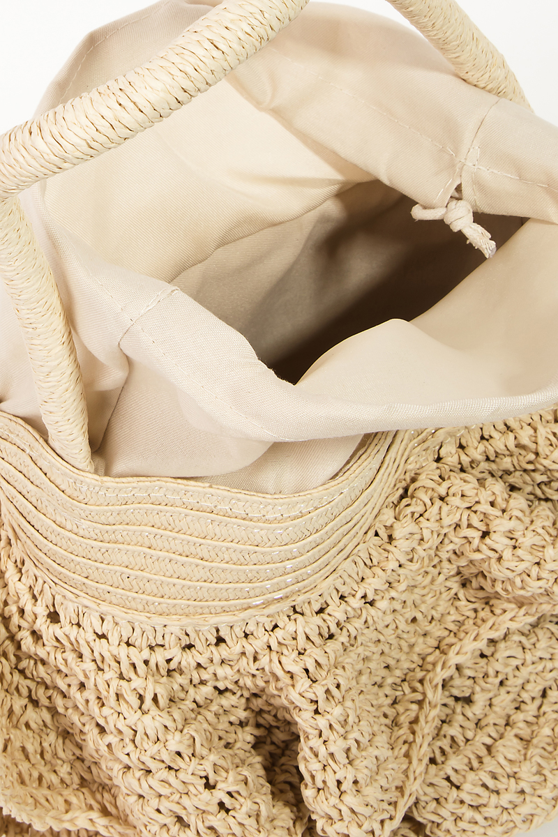 Raffia Knitted Ruffle Hand Bag - New Arrivals