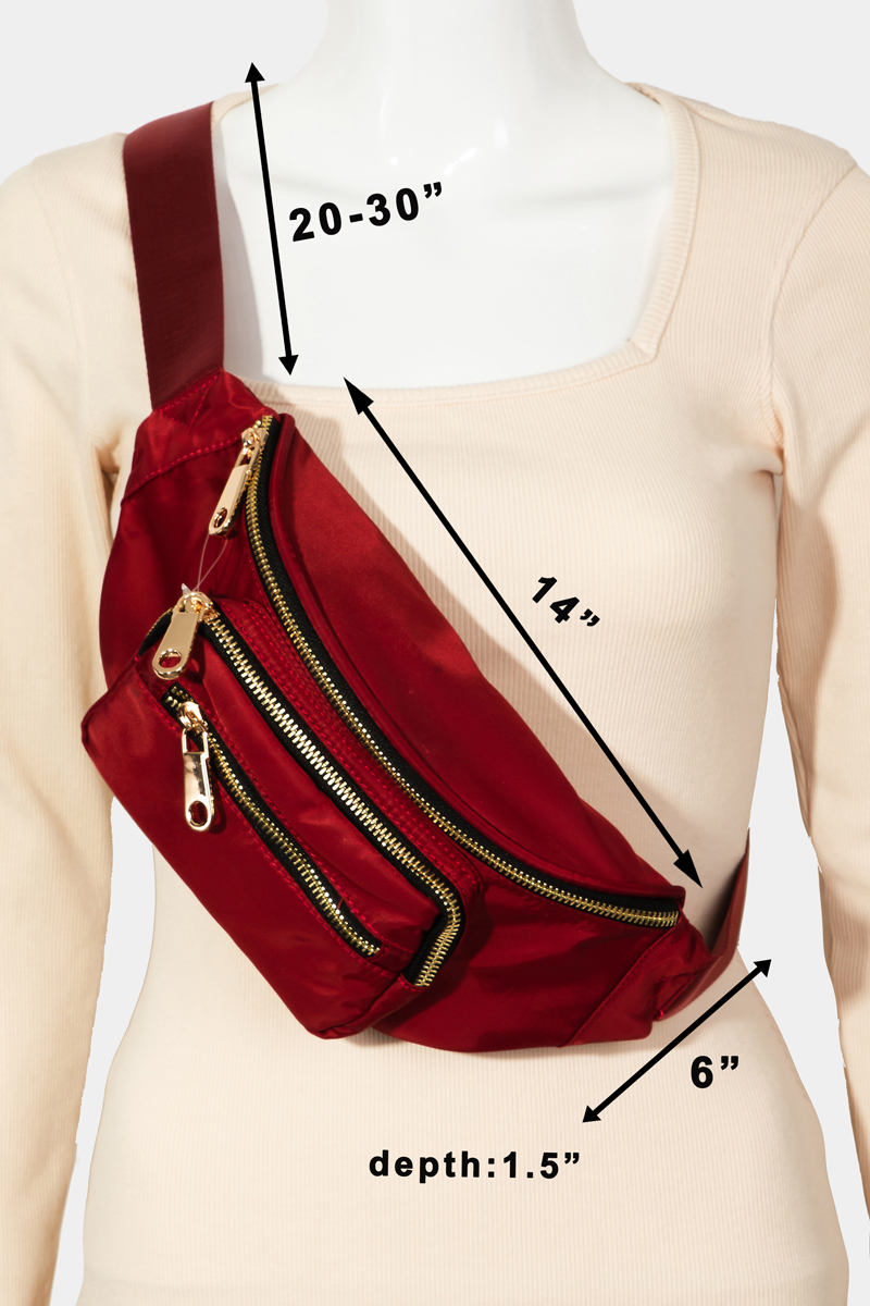 Triple Pocket Nylon Fanny Pack - Bags
