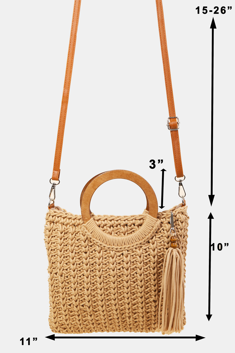 Hoop Handle Crochet Knit Tote Bag - Summer Collection