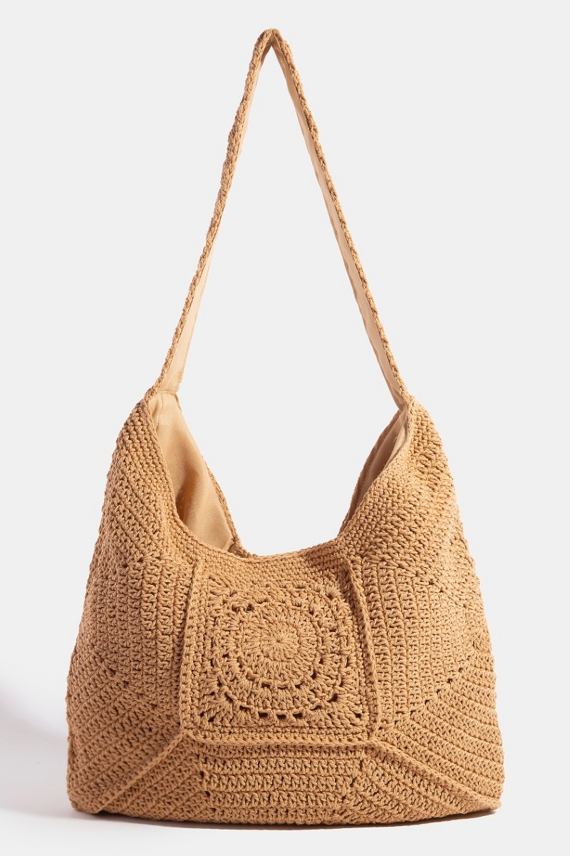 Braided Panels Hobo Shoulder Tote Bag - Bags
