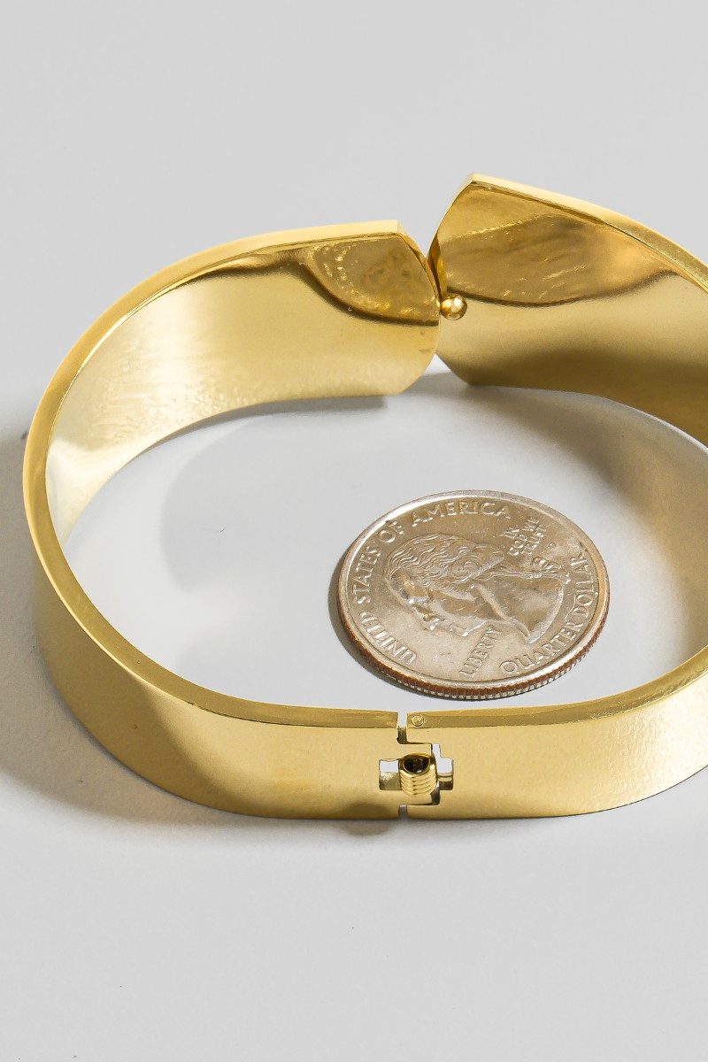 Stainless Steel Wide Overlap Hinge Cuff Bracelet - Stainless Steel ...