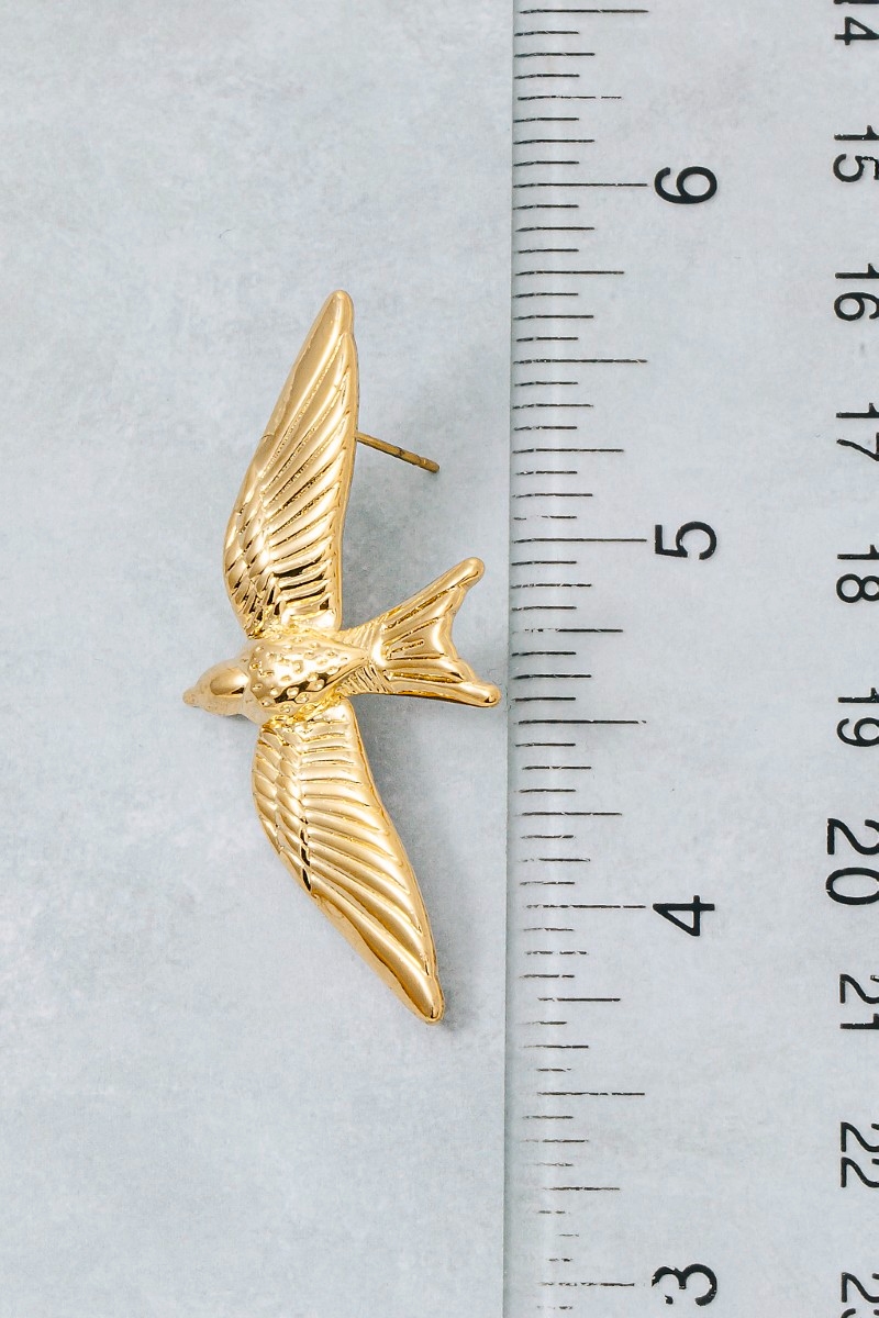 Gold Dipped Hawk Bird Large Stud Earrings
