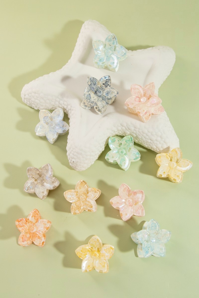 12Pc Mixed Pointy Paint Splatter Flower Hair Claw Set - New Arrivals