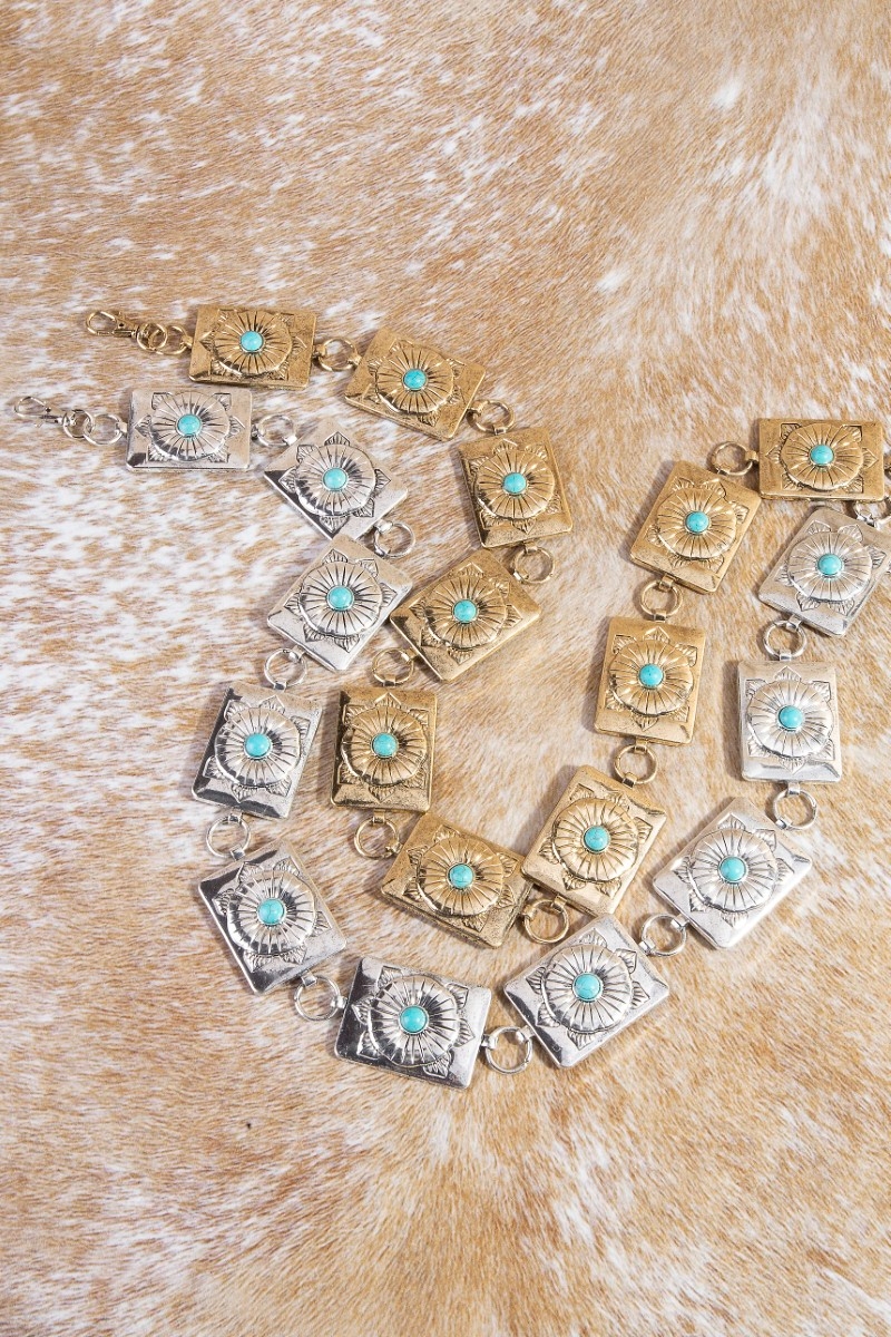 Square Western Concho Chain Belt - Western Collection