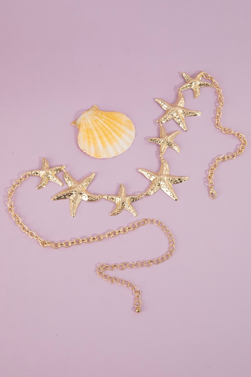 Hammered Starfish Chain Belt - Sea Life