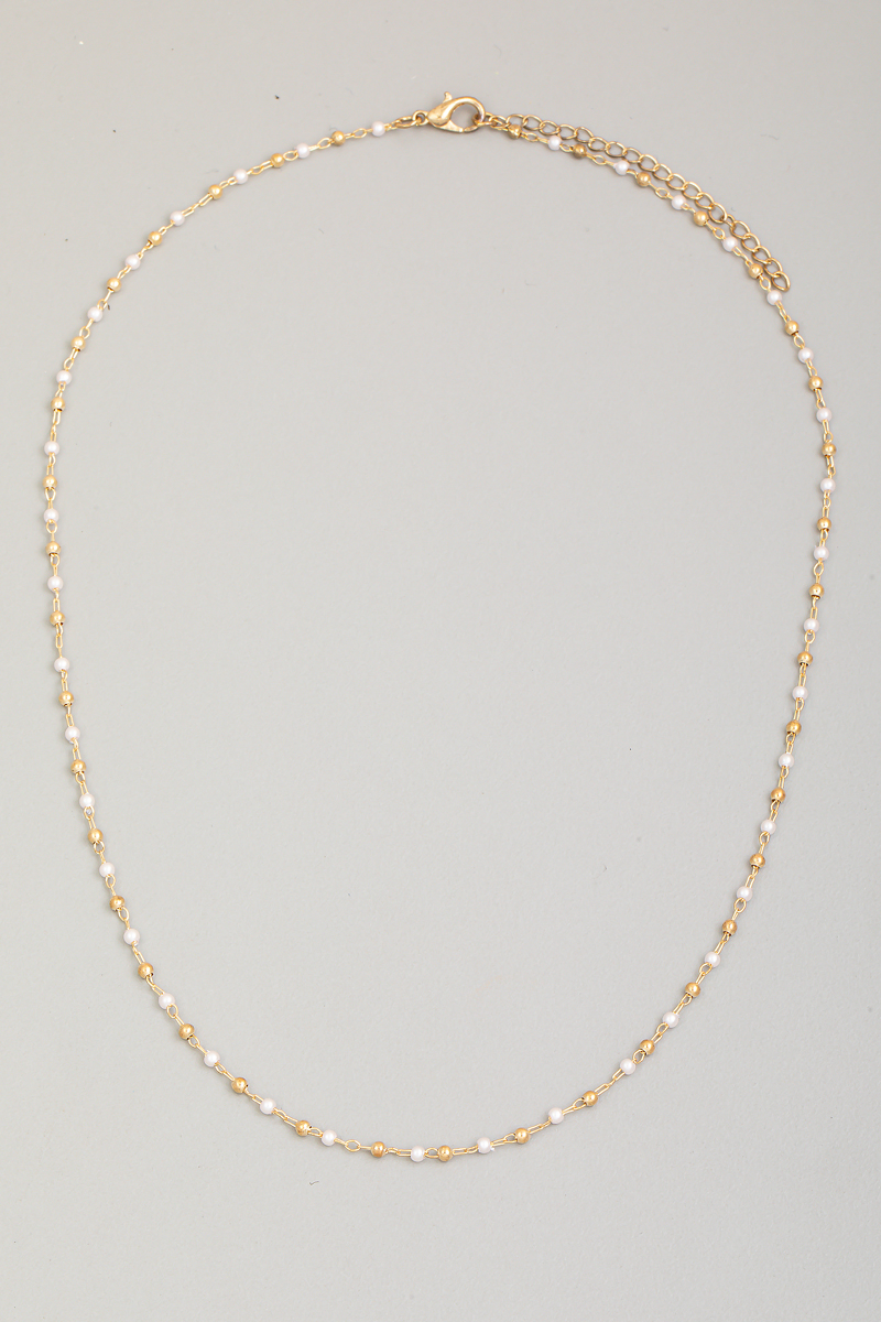 Dainty Seed Bead Chain Necklace - Necklaces