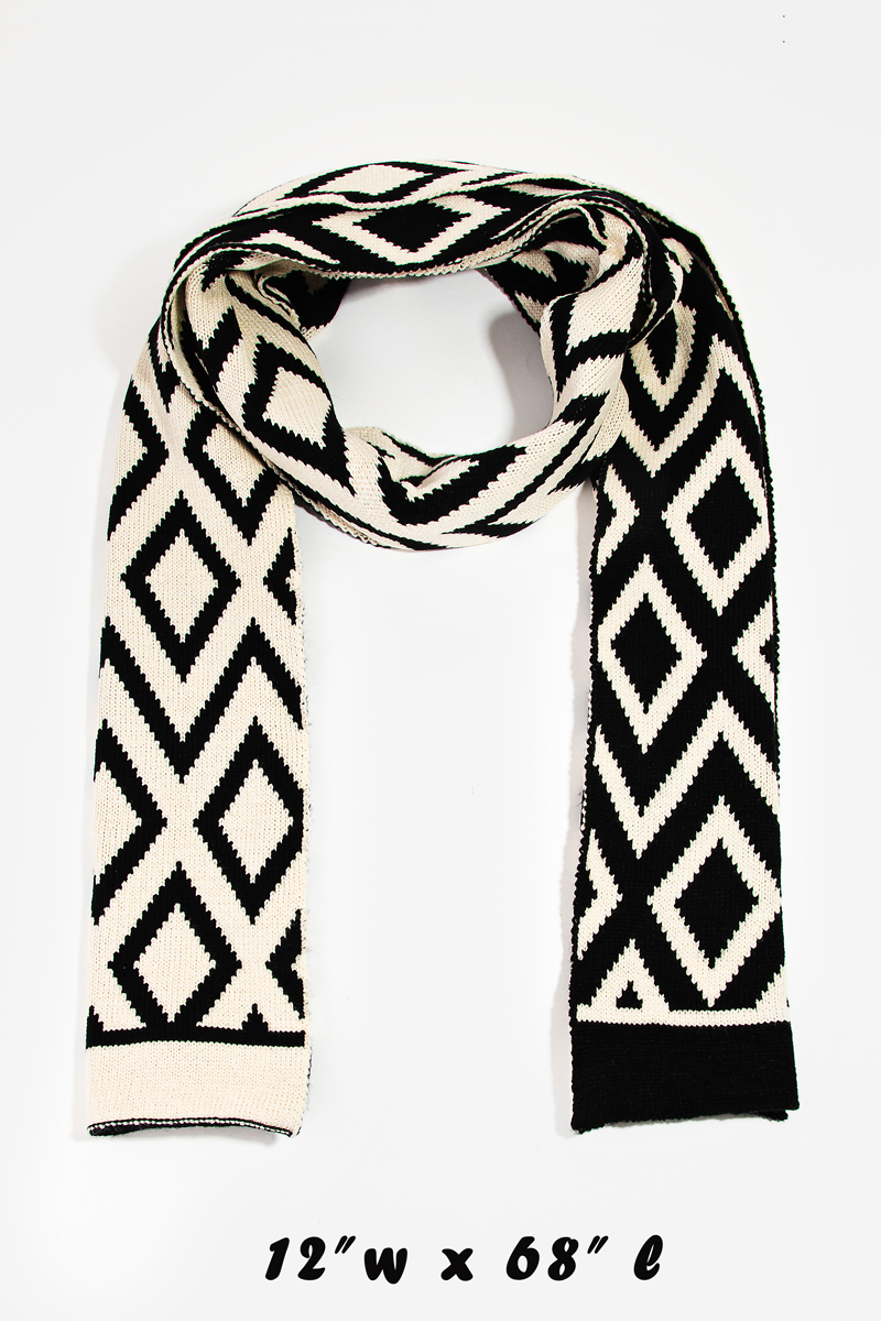 Two Tone Diamond Pattern Scarf - Fame Accessories