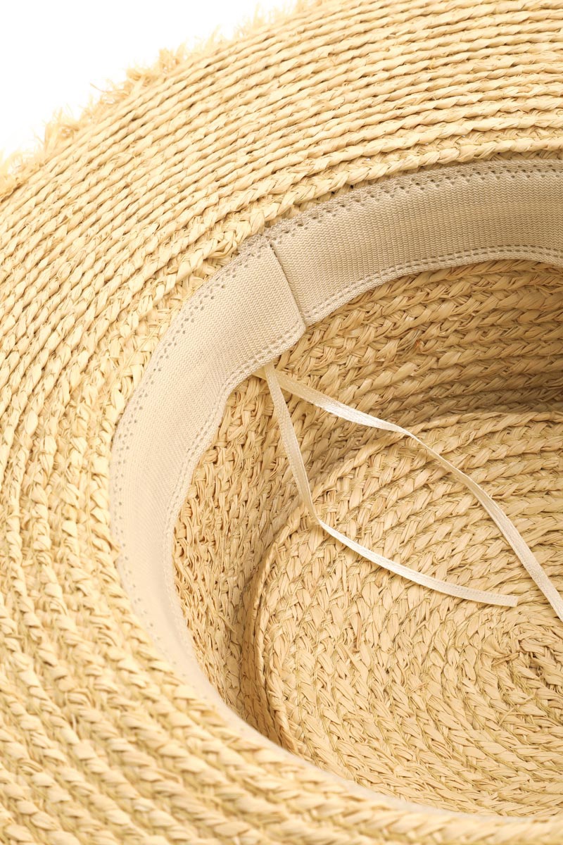 Straw Braid Flat Brim Sun Hat - Hats