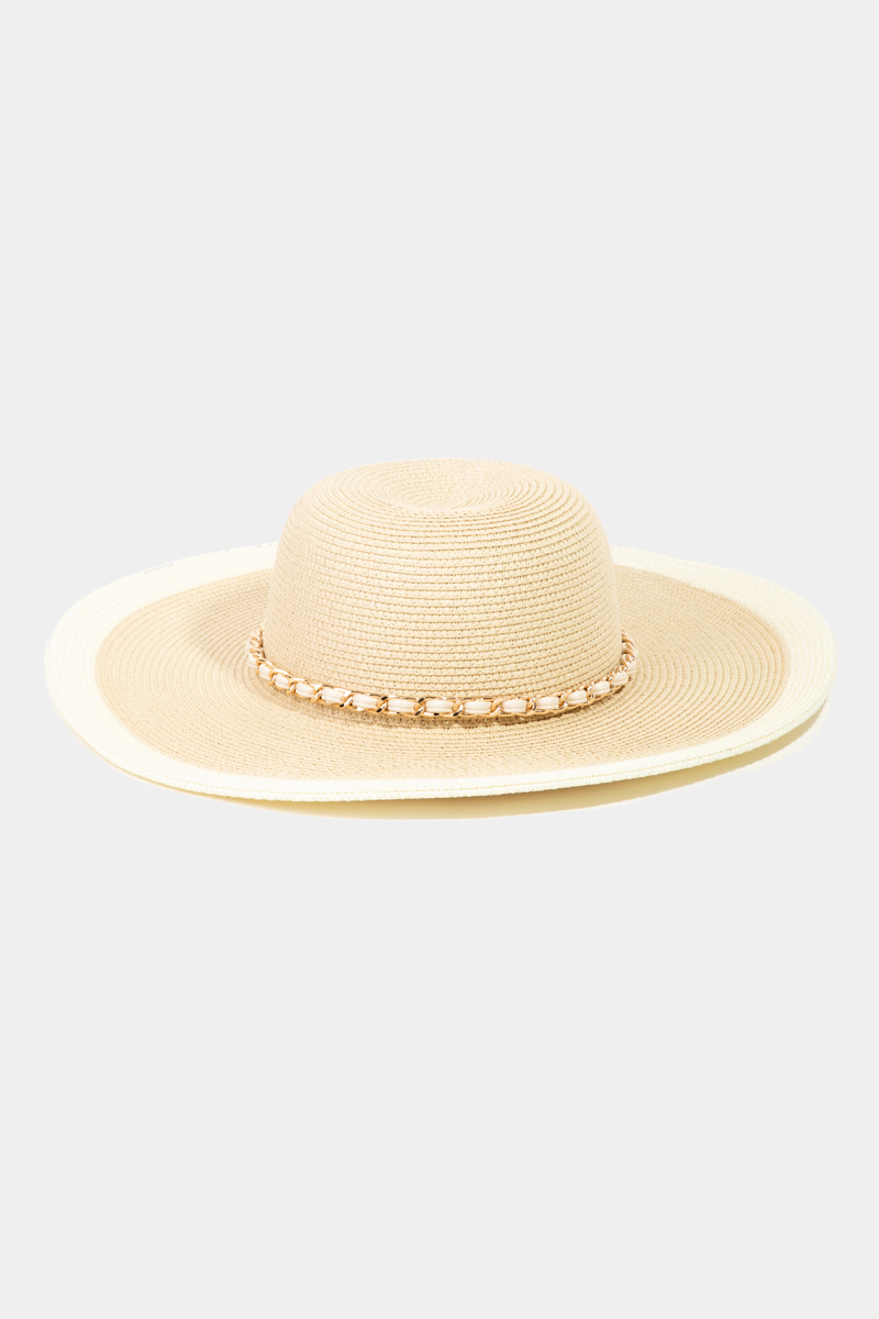Braided Chain Band Strap Beach Sun Hat - Fame Accessories