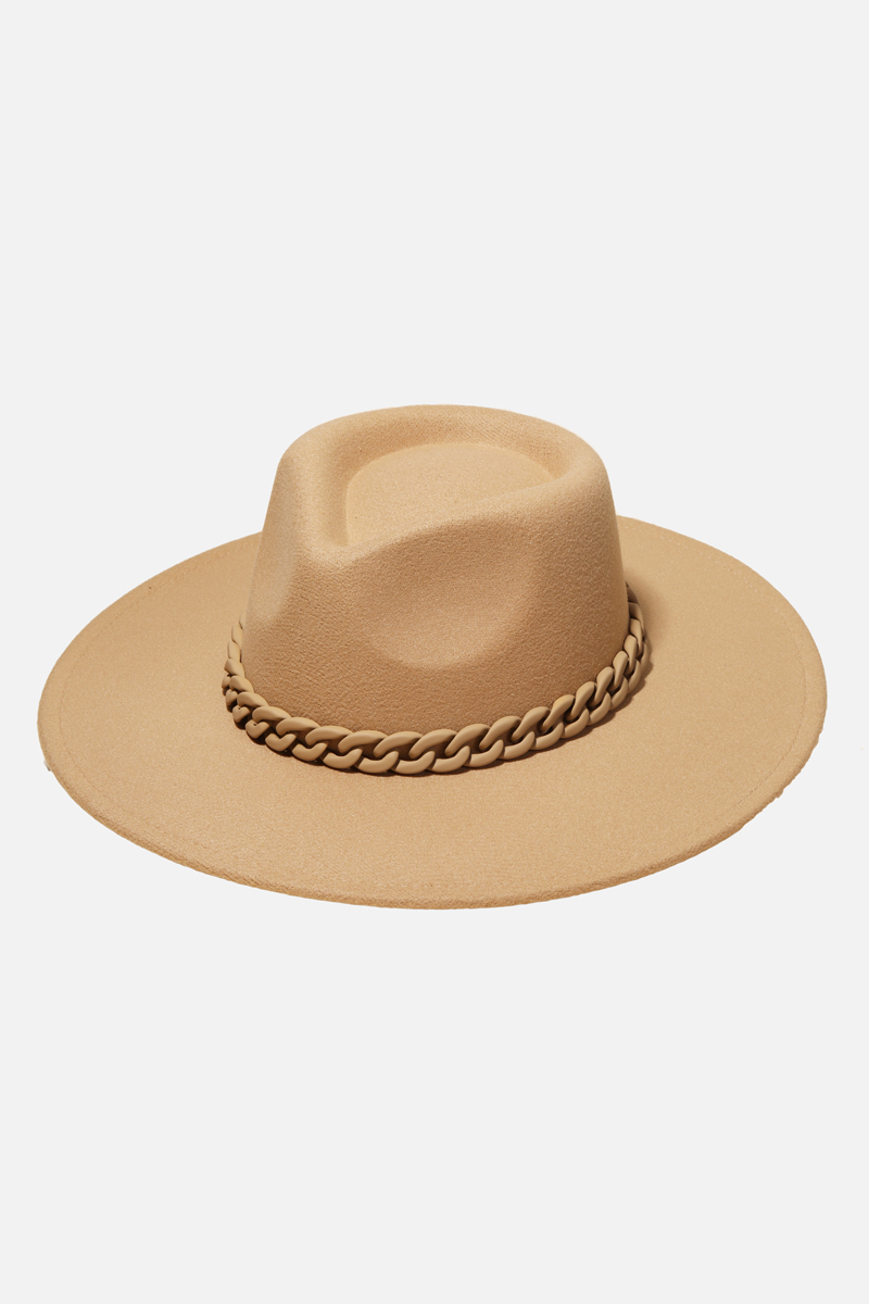 Curb Chain Link Strap Fedora Hat - Hats
