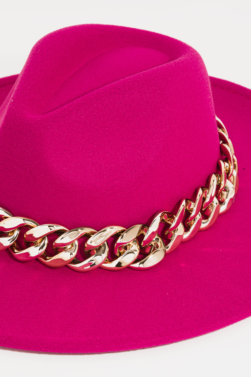 Bulky Chain Link Fedora Hat - Hats