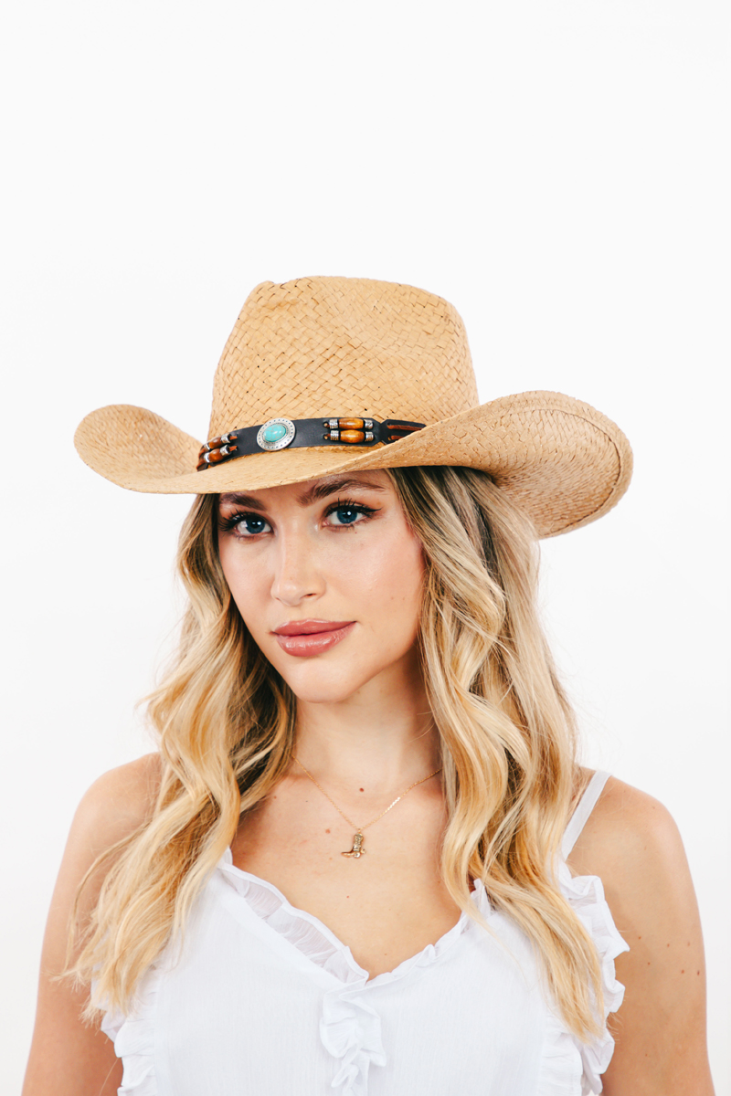 Straw Braid Western Strap Cowboy Hat - Festival Collection