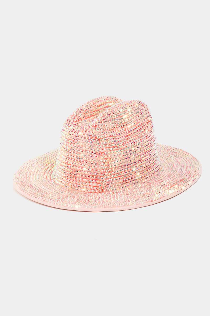 Rhinestone Studded Fedora Hat - New Arrivals