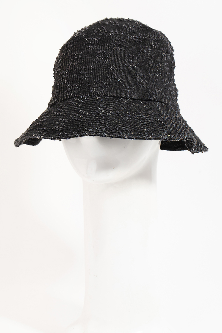 Black Scratch Denim Bucket Hat - Hats