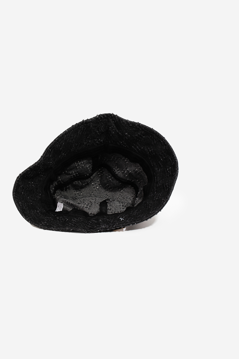 Black Scratch Denim Bucket Hat - Hats