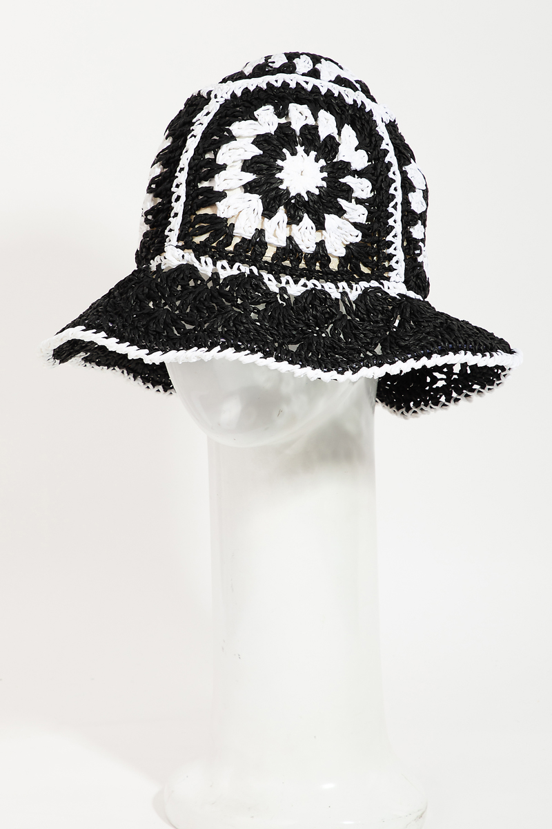 Intricate Straw Paper Weave Bucket Hat - Bucket Hats