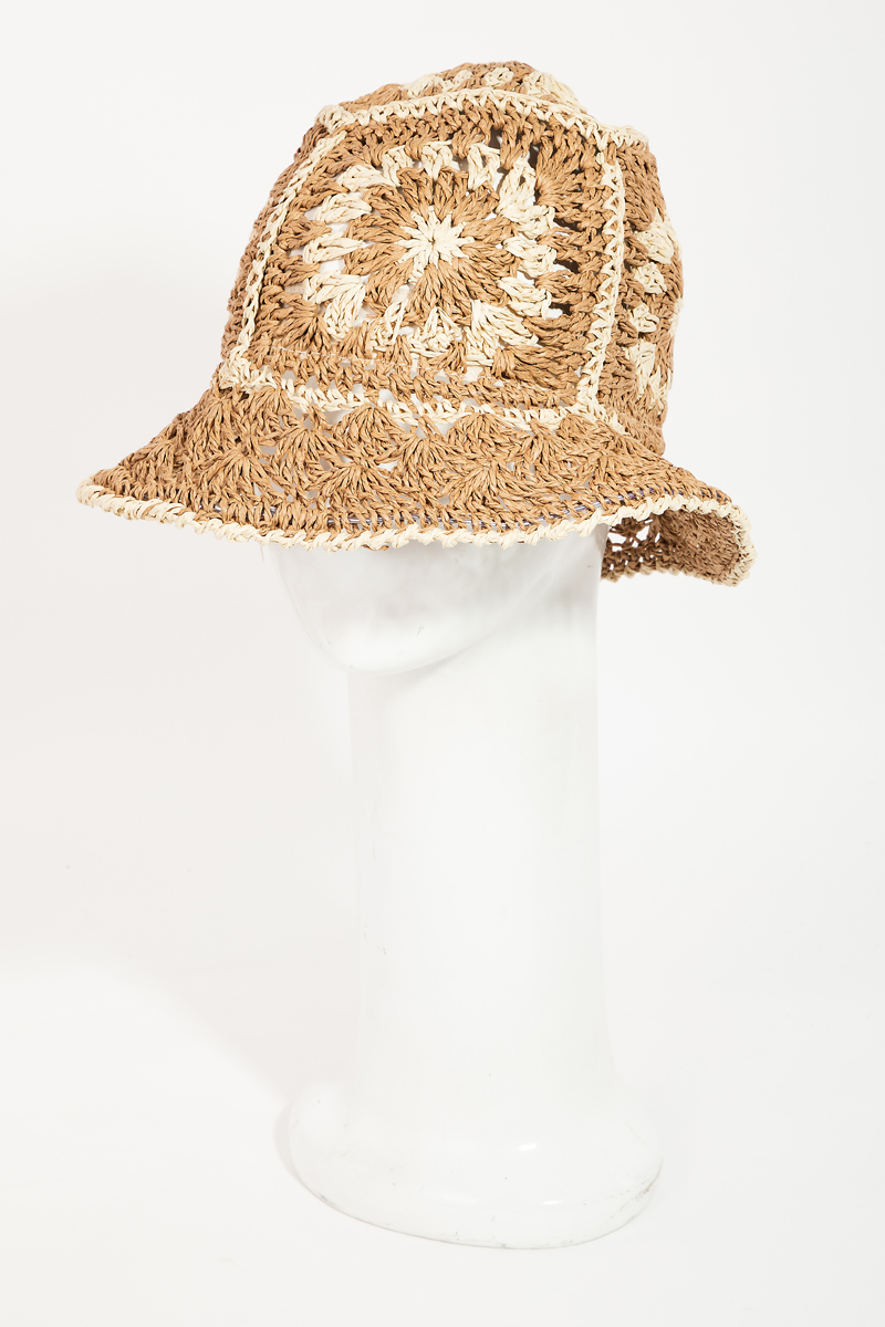 Intricate Straw Paper Weave Bucket Hat - Bucket Hats