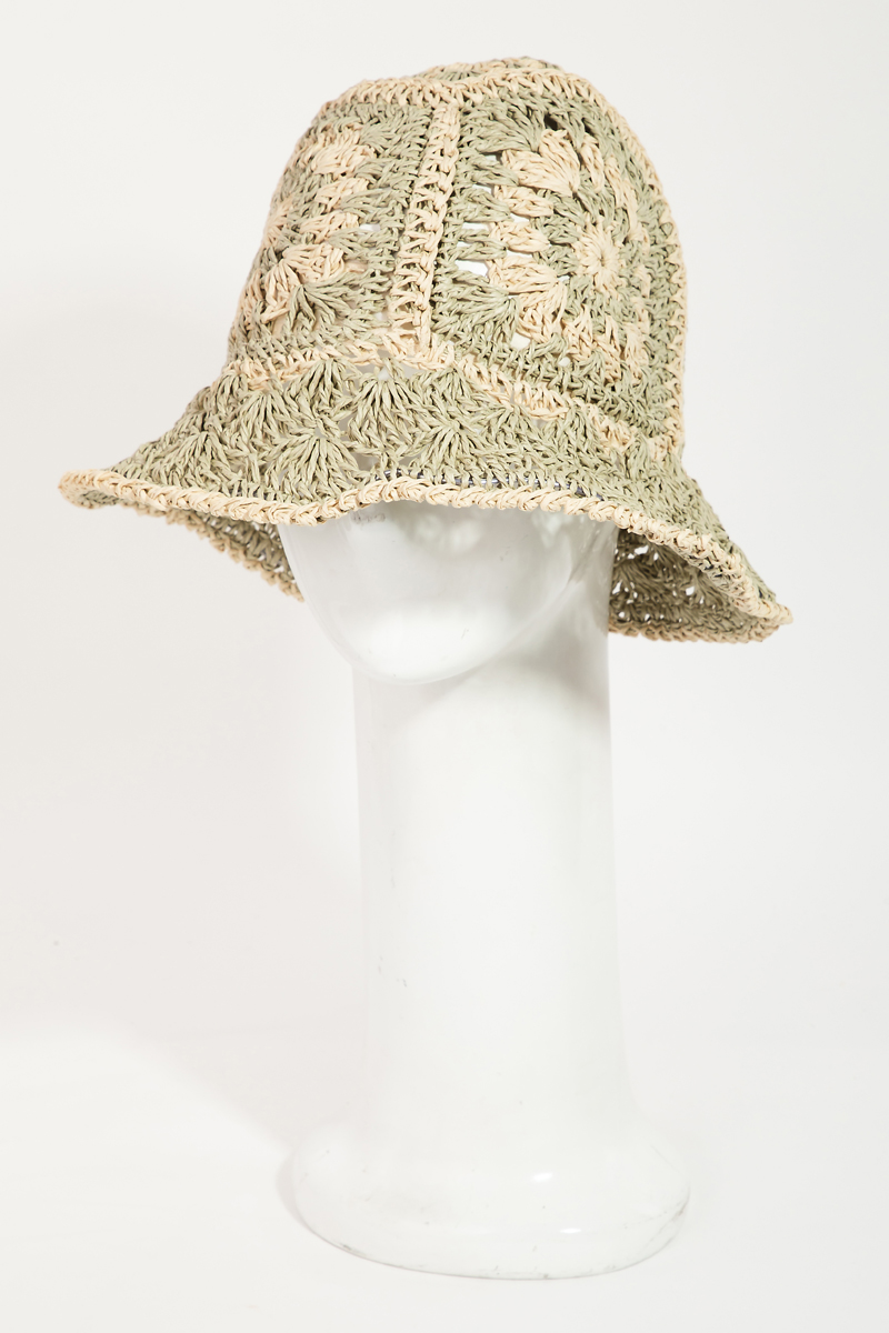 Intricate Straw Paper Weave Bucket Hat - Bucket Hats