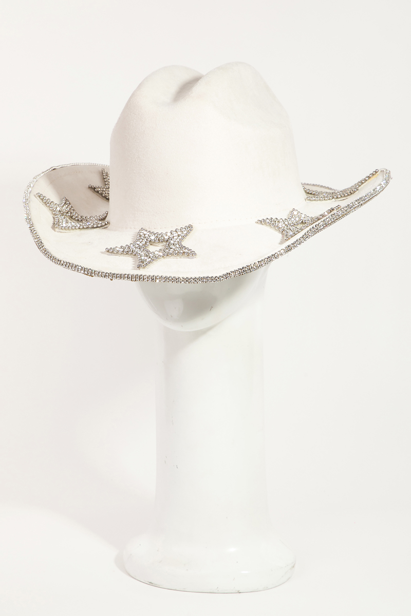 Rhinestone Trim Star Cowboy Hat - Hats