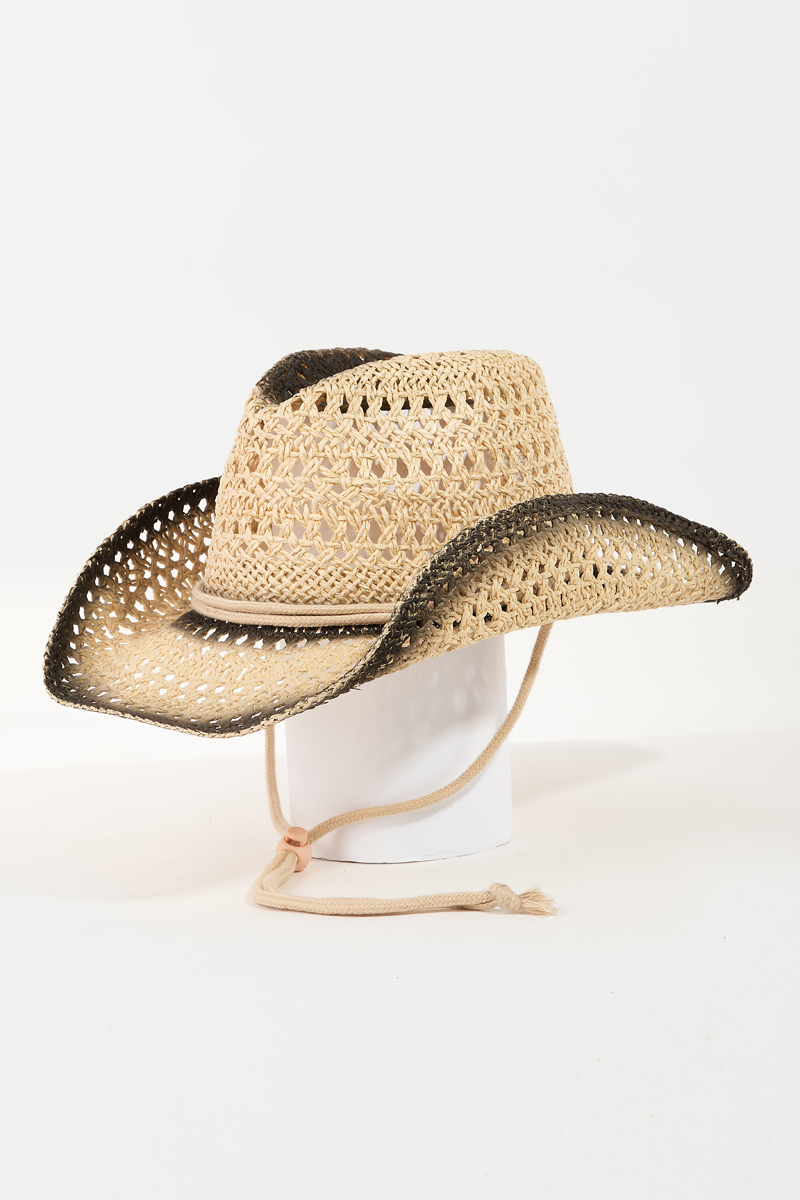 Western Straw Weave Rope String Cowboy Hat - Hats