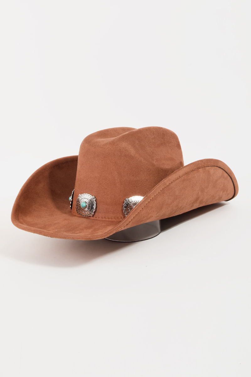 Turquoise Stud Oval Charms Cowboy Hat - Festival Collection
