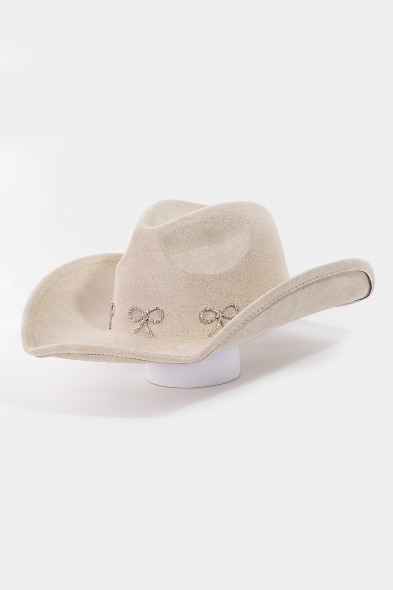 Rhinestone Bow Tie Decor Western Cowboy Hat - Hats