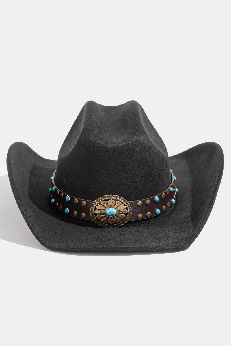 Western Turquoise Concho Strap Cowboy Hat - New Arrivals