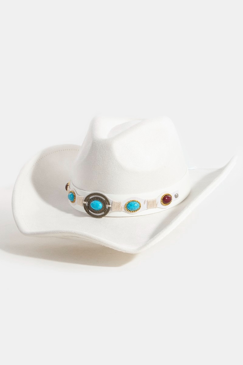 Western Concho Strap Belt Cowboy Hat - Hats