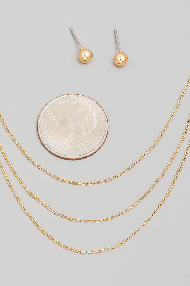 Dainty Layered Chain Necklace Set - Necklaces