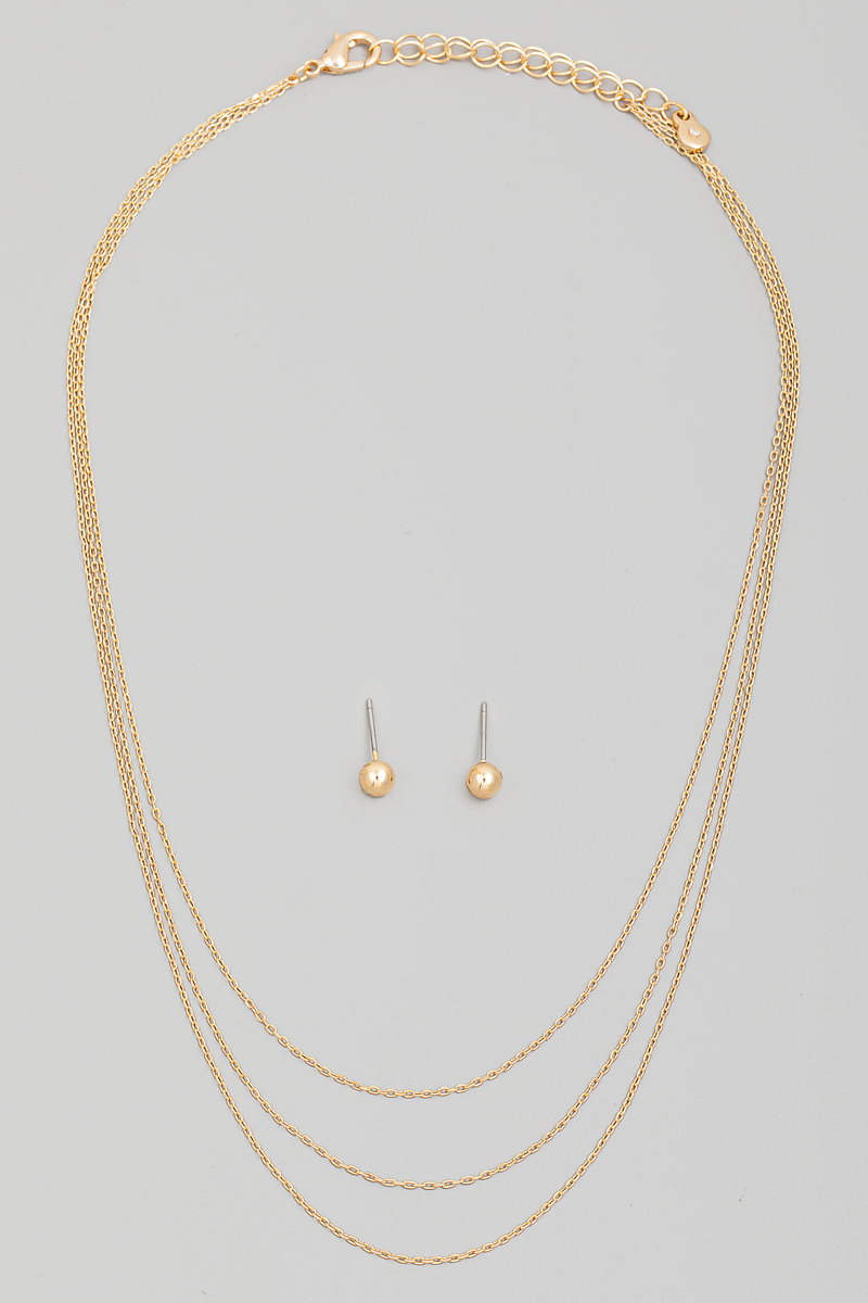 Dainty Layered Chain Necklace Set - Necklaces