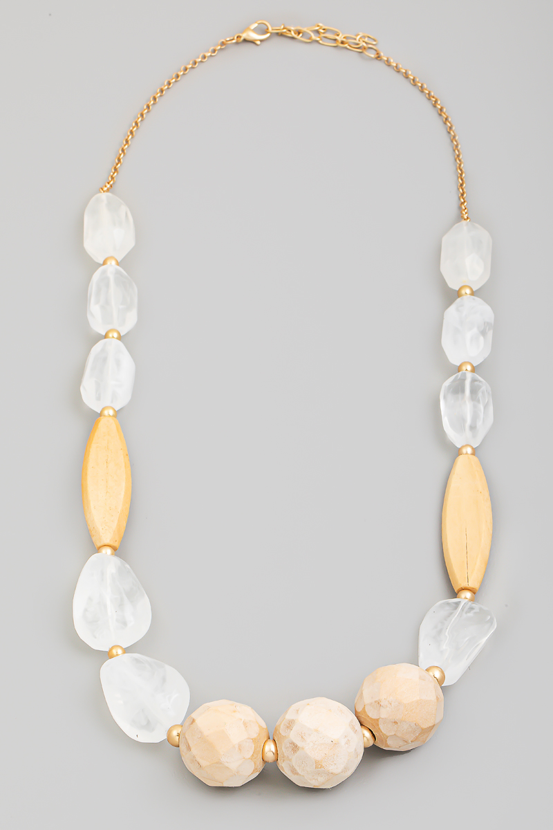 Bulky Block Stone Statement Necklace - Necklaces