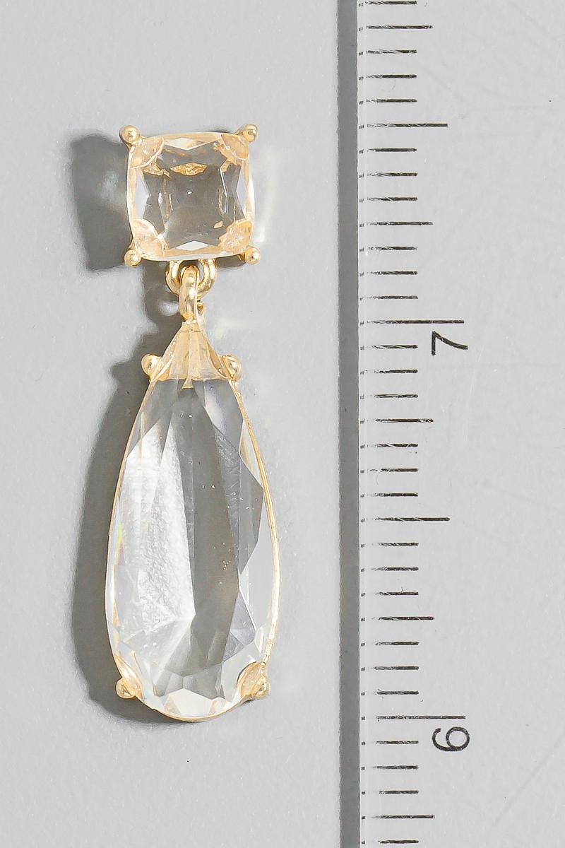 Faceted Square And Teardrop Dangle Earrings - Dangle & Drop