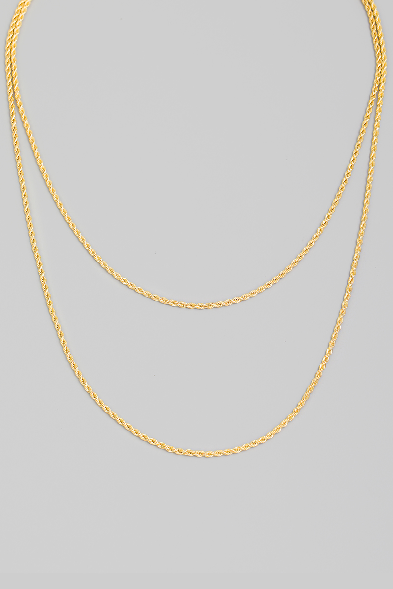 Dainty Layered Double Rope Chain Necklace - Fame Accessories