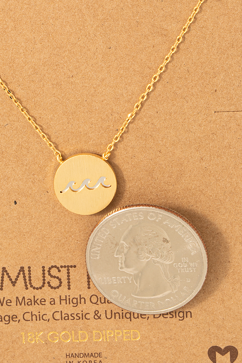 Wave Coin Pendant Necklace - Pendant Necklaces
