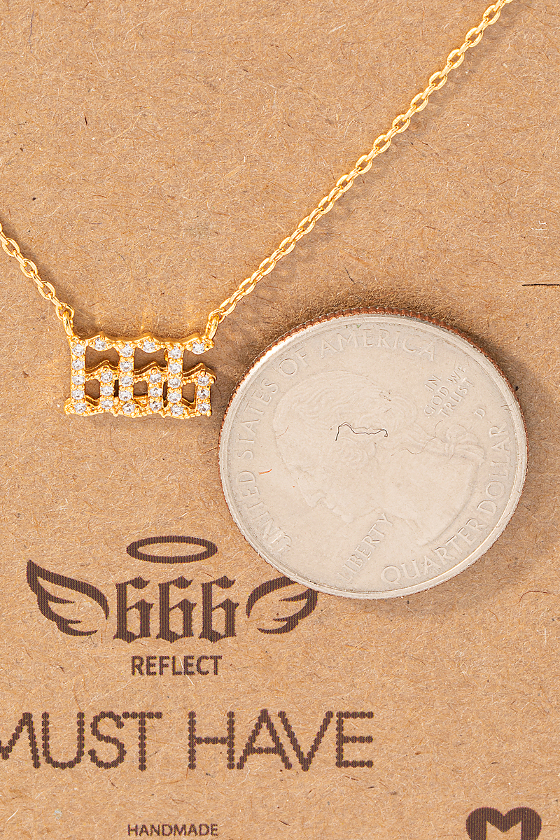 Pave 666 Angel Number Pendant Necklace - Necklaces
