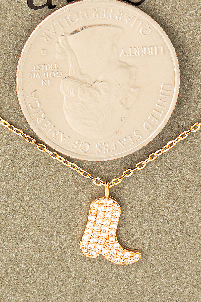 Pave Cowboy Boots Pendant Necklace - PRE-ORDERS